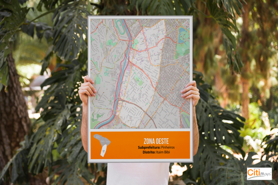 Mapa Bairro Itaim Bibi - Município São Paulo - SP 67 cm (comprimento) x ...