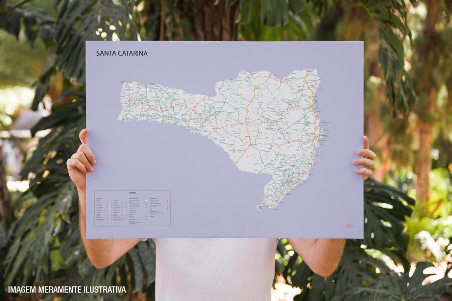 Mapa Político Rodoviário Estado De Santa Catarina 97 Cm Comprimento X