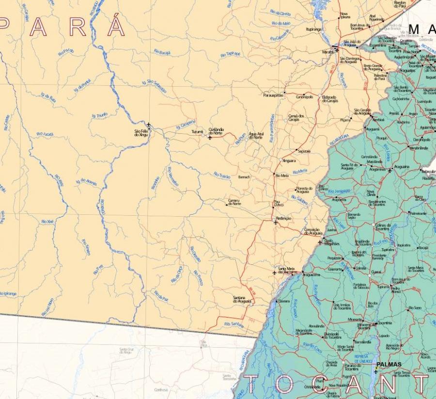 Mapa Político Rodoviário Região Norte 120 Cm Comprimento X 90 Cm