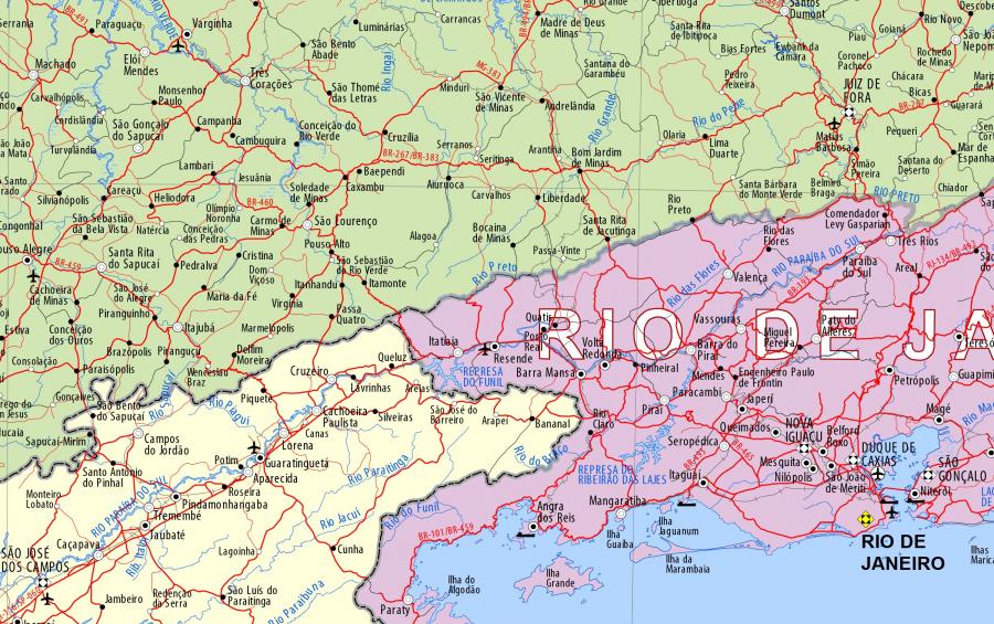 Mapa Político Rodoviário Região Sudeste 120 Cm Comprimento X 90 Cm