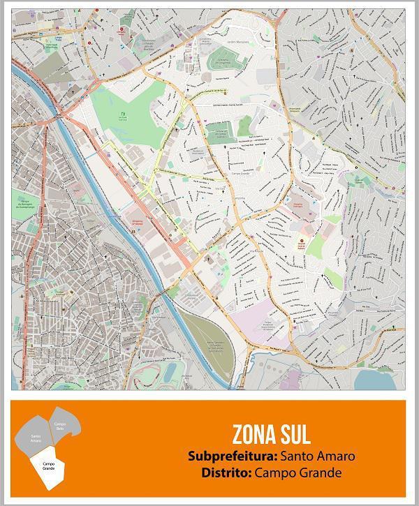Mapa Bairro Campo Grande - Município São Paulo - SP 67 cm (comprimento ...