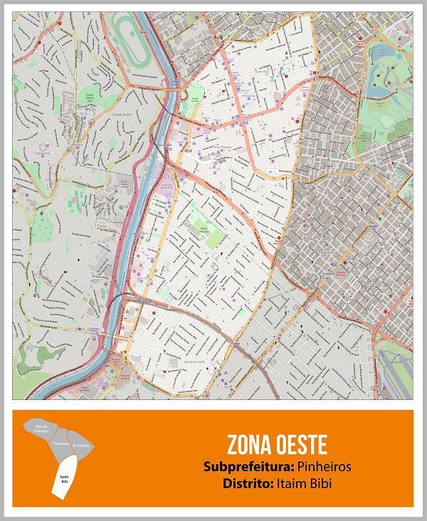Mapa Bairro Itaim Bibi - Município São Paulo - SP 67 cm (comprimento) x ...