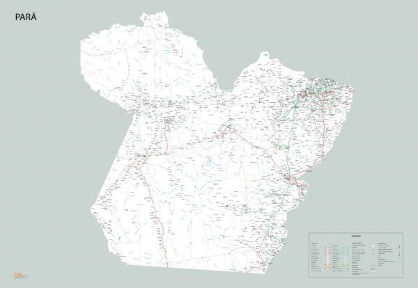 Mapa Político Rodoviário Do Pará 97 Cm Comprimento X 67 Cm Altura