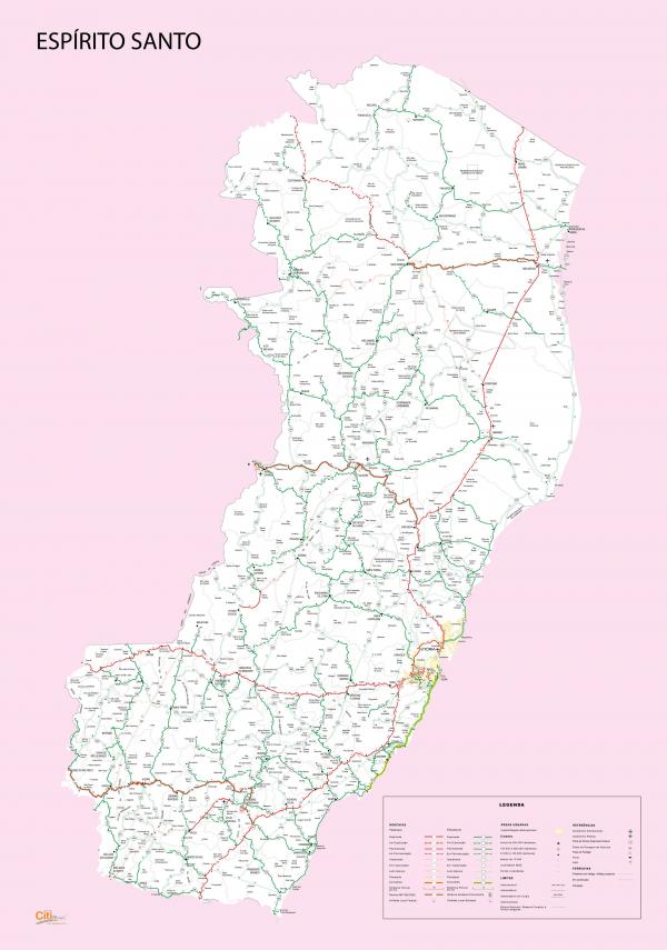 Mapa Digital Político Rodoviário Estado Do Espírito Santo 67 Cm