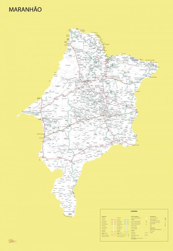 Mapa Político Rodoviário Estado Do Maranhão 67 Cm Comprimento X 97 Cm