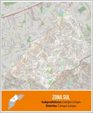Mapa Digital Bairro Campo Limpo - Município São Paulo - SP 67 cm (comprimento) x 81 cm (altura ...